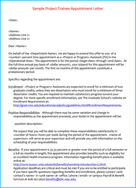 Trainee Appointment Letter (How to Write) with Examples