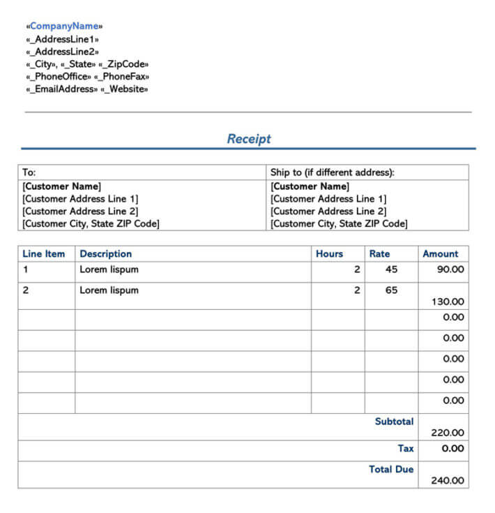 15+ Free Service Receipt (Bill) Templates (Word | Excel | PDF)