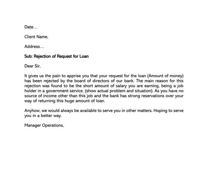 Loan Application Rejection Letter (15+ Sample Letters)