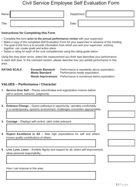 22 Self Evaluation / Assessment Examples, Questions & Forms