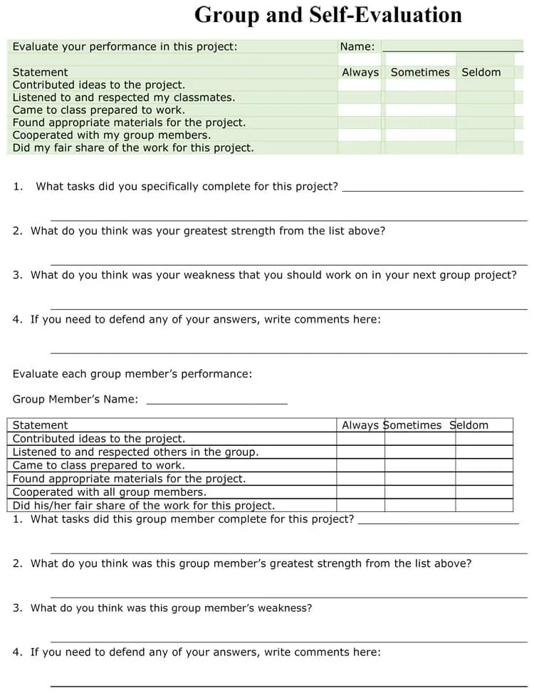 Self Evaluation Examples Of Strengths And Weaknesses