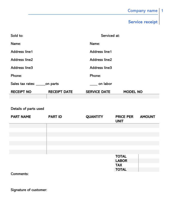 15+ Free Service Receipt (Bill) Templates (Word | Excel | PDF)