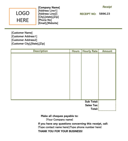 18 Free Service Receipt (Bill) Templates | Word - Excel