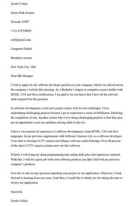 Best Software Developer Cover Letter Examples (Writing Tips)