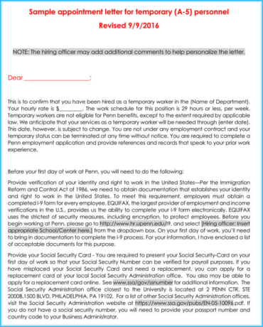 Temporary Appointment Letter Samples (Writing Tips)