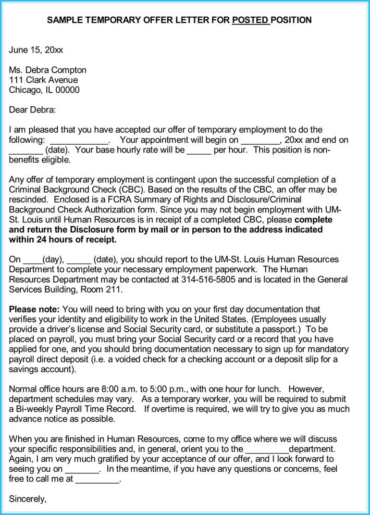 Temporary Appointment Letter Samples (Writing Tips)