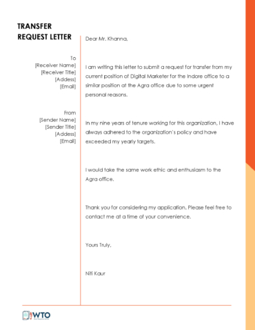 20+ Transfer Request Letter Samples (Word, PDF)