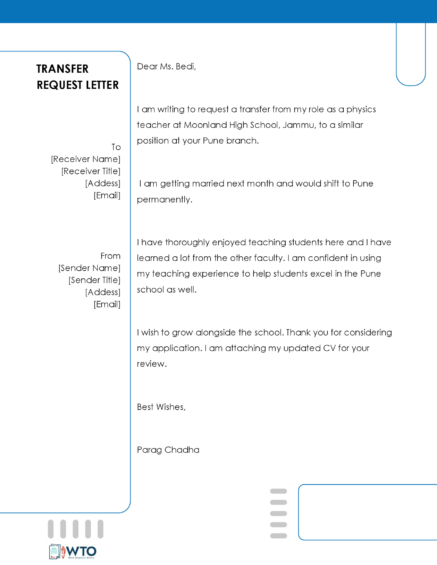 20+ Transfer Request Letter Samples (Word, PDF)