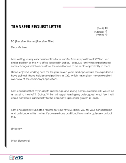 20+ Transfer Request Letter Samples (Word, PDF)