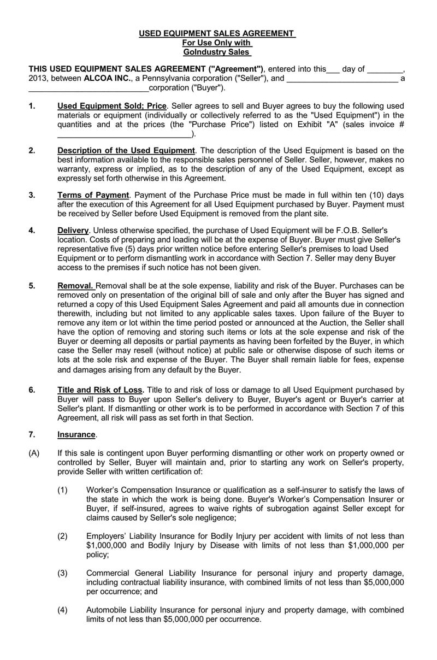 Free Equipment Bill of Sale Forms (How to Sell) - Word | PDF