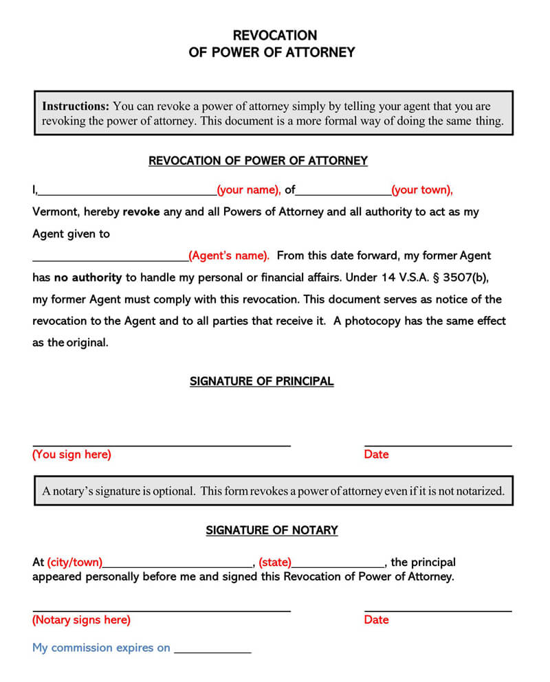 Free Power of Attorney Revocation Forms (by State) - Word|PDF