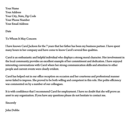 40 Sample Character Reference Letters (Court, Immigration)