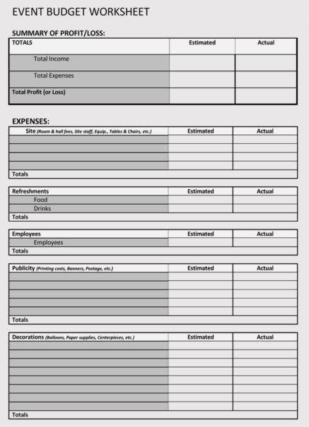 Free Event Budget and Cost Planning Templates (Excel Worksheets)