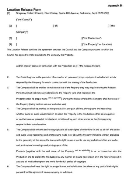 30 Free Location Release Forms (Film or Video Productions)