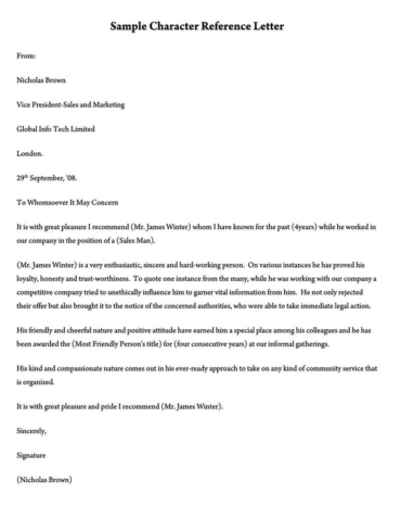 40 Sample Character Reference Letters (Court, Immigration)