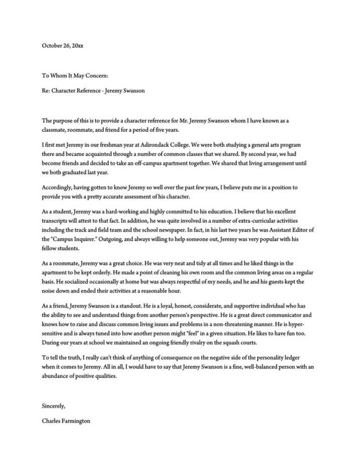 40 Samples of Character Reference Letters (Court, Immigration)