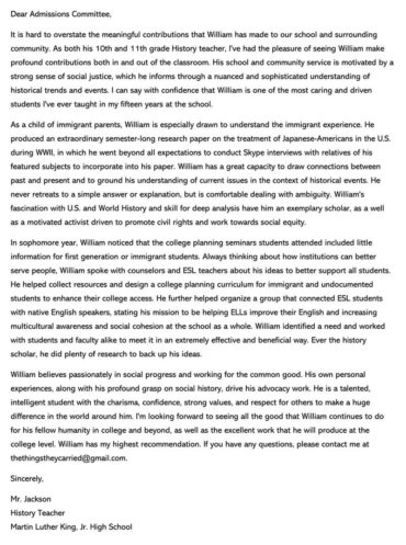 35 Best Student Recommendation Letters (From Teacher)