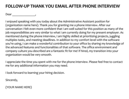 Thank You Email After Phone Interview (28 Best Examples)