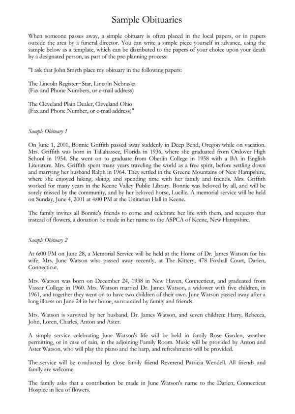 40+ Free Obituary Templates | How to Write (with Samples)