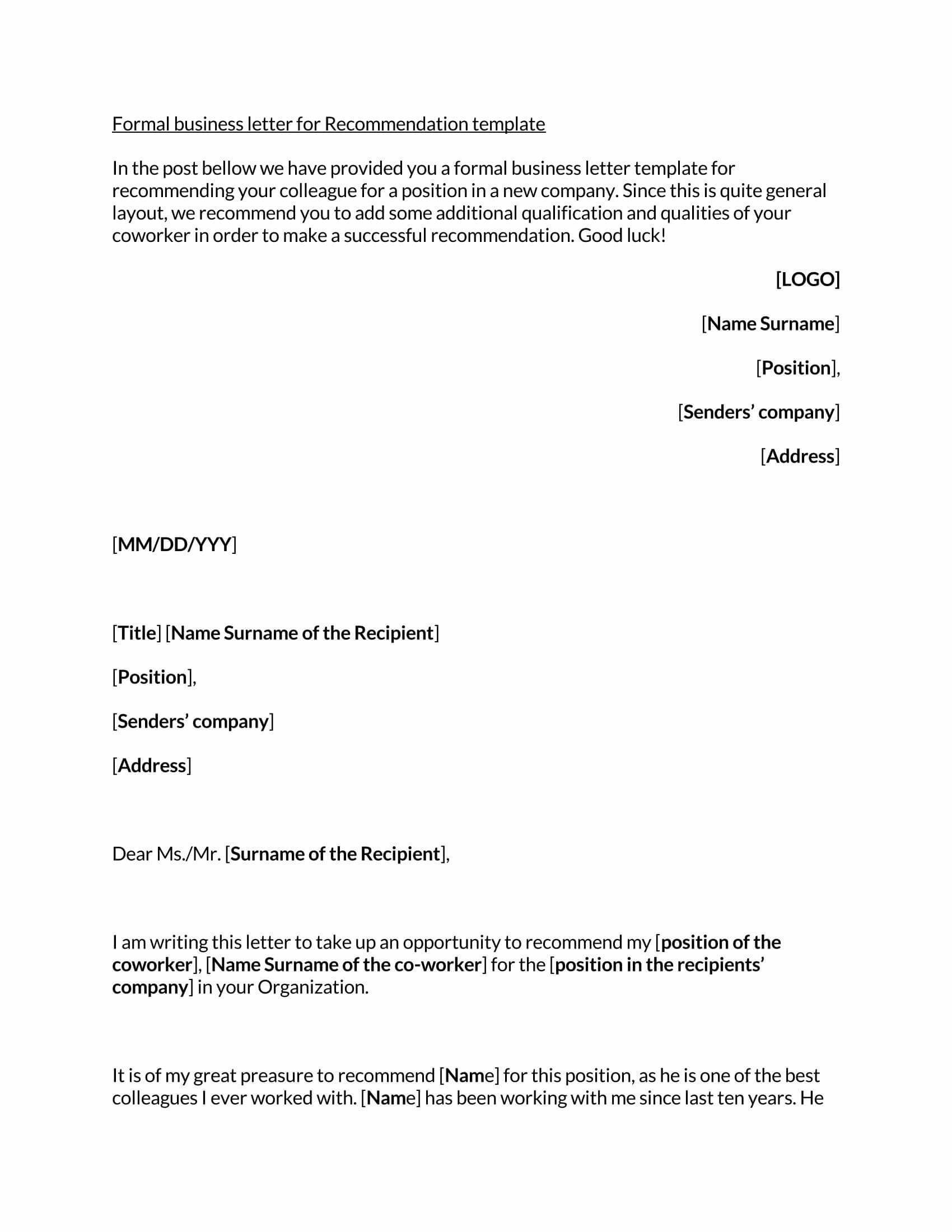 50 Free Letter of Recommendation Templates (Word | PDF)