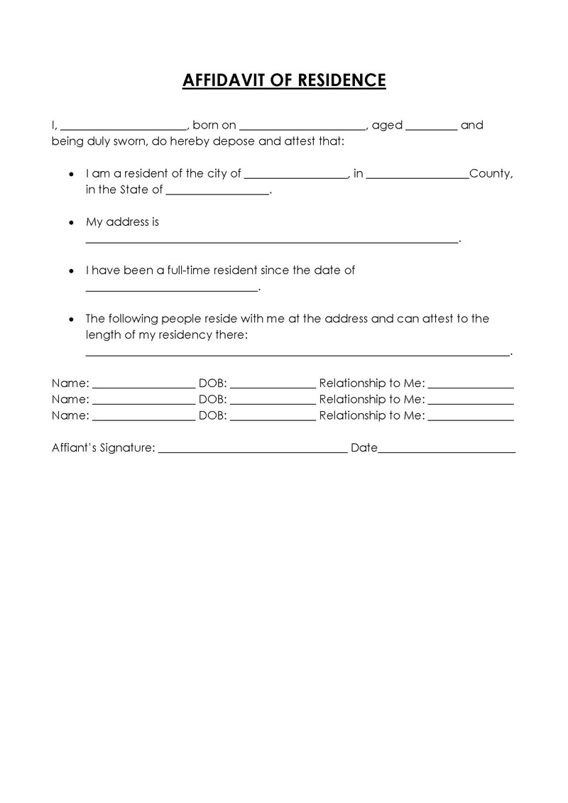 Affidavit of Residency | 6 Types - Free Templates (Word, PDF)