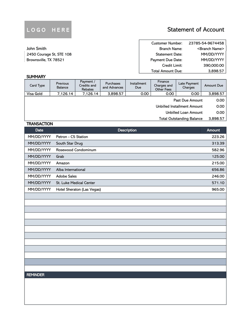 24+ Free Personal Bank Statement Templates (Word - Excel)