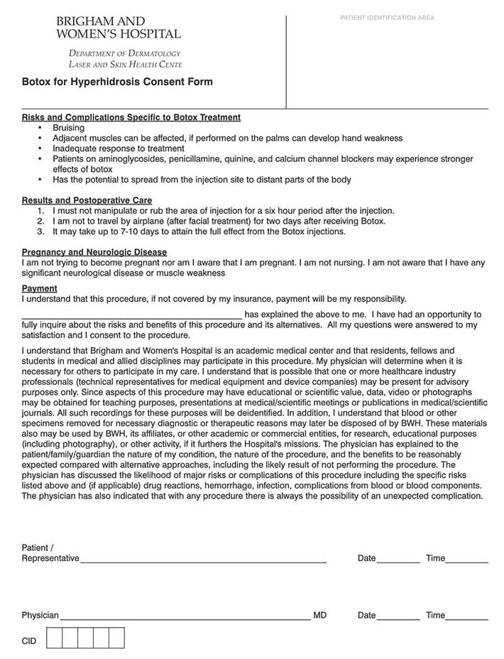 Free BOTOX® (Botulinum Toxin) Patient Consent Forms