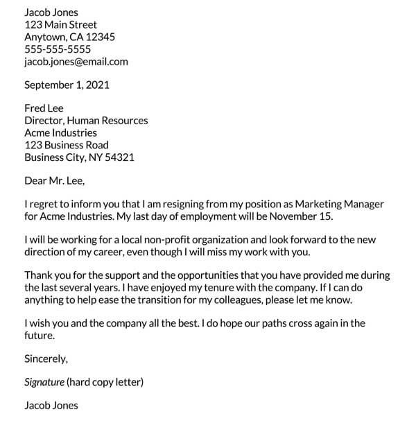55 Best Resignation Letter Examples (Different Reasons)