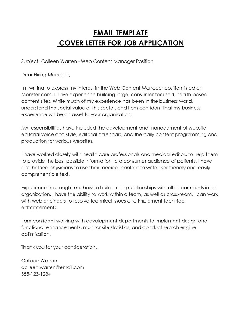 Sample Cover Letter For Job Application (With Templates)