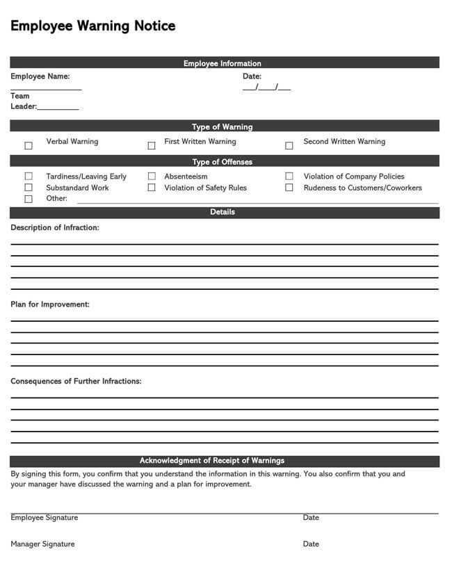 How to Write an Employee Warning Notice (12+ Free Templates)