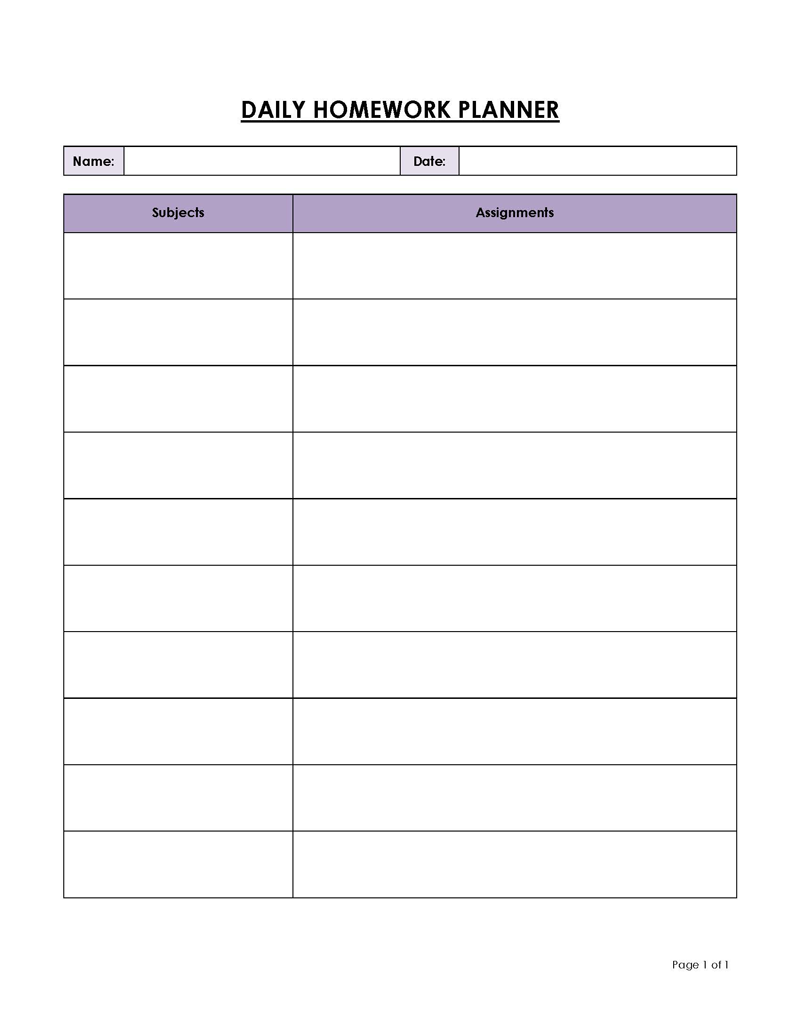 22 Free Printable Homework Planners (Editable Templates)