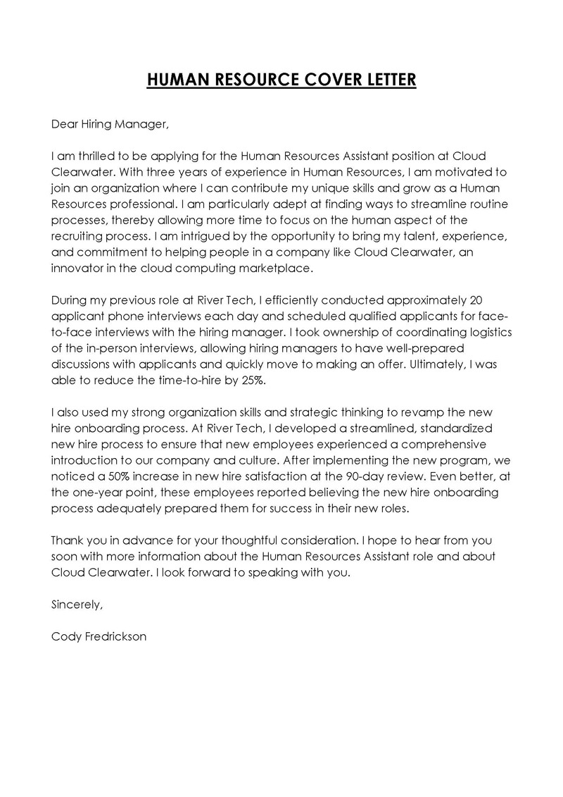 Human Resource (HR) Cover Letter Examples (Guide + Tips)