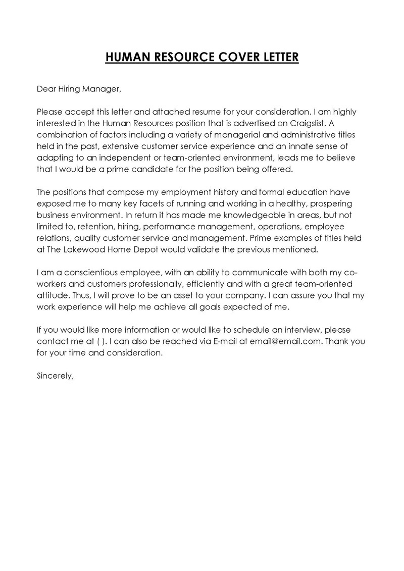 Human Resource (HR) Cover Letter Examples (Guide + Tips)