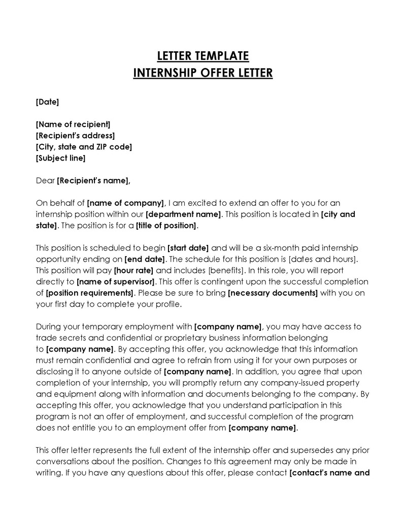 24 Best Internship Offer Letter Examples (Free Templates)