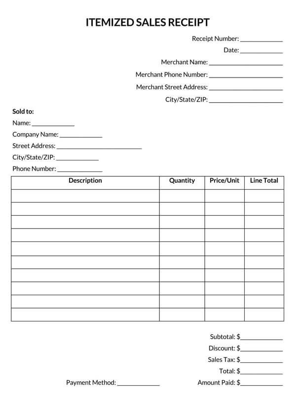 30 Free Payment Receipt Templates (Word | Excel)