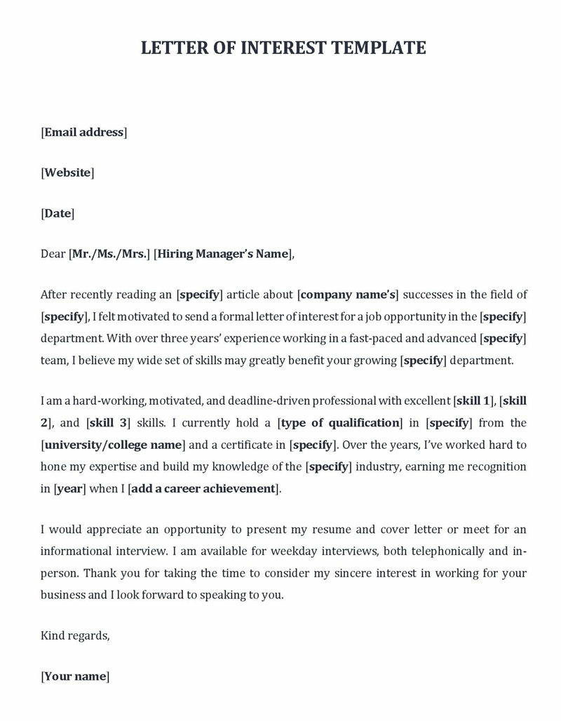 How to Write a Letter of Interest (38 Samples and Examples)