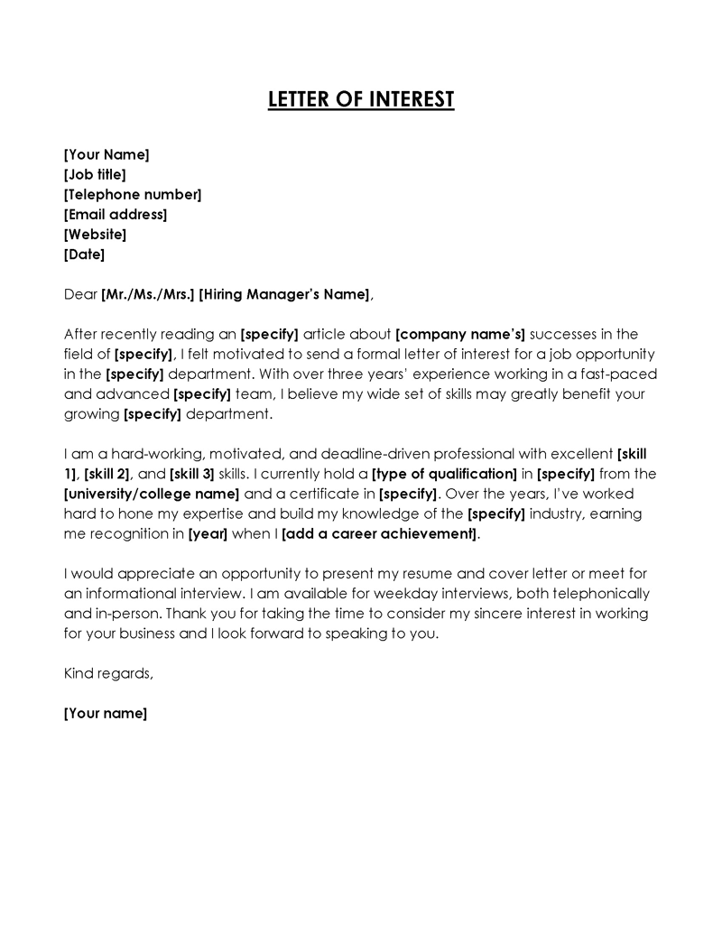 How to Write a Letter of Interest (38 Samples and Examples)