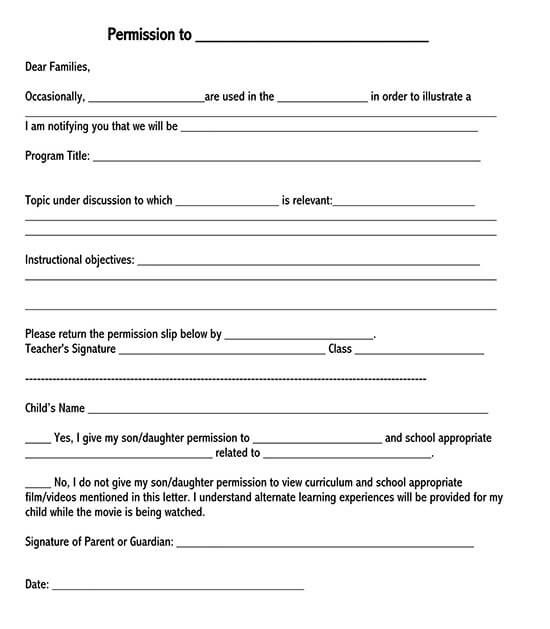 Free Permission Slip Templates [Field Trip Forms] Word | PDF
