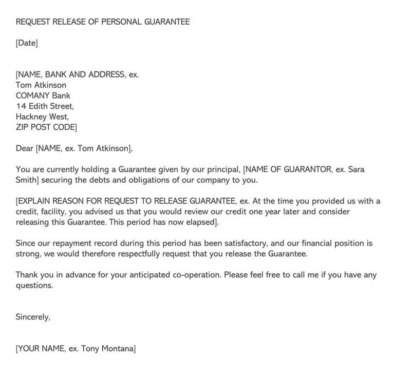 Release of Personal Guarantee: Request Letters & Forms