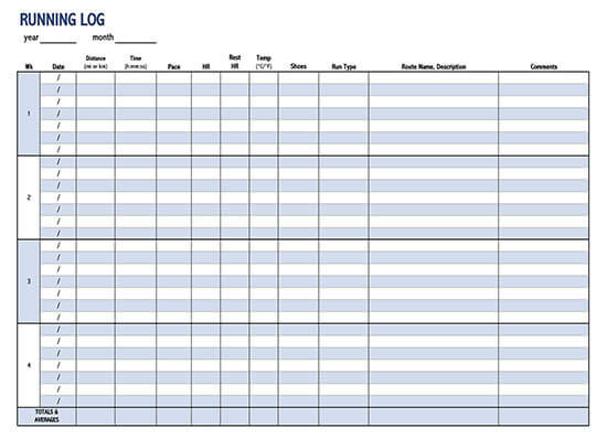 16+ Free Running Logs and Walking Chart Templates (Word | Excel | PDF)