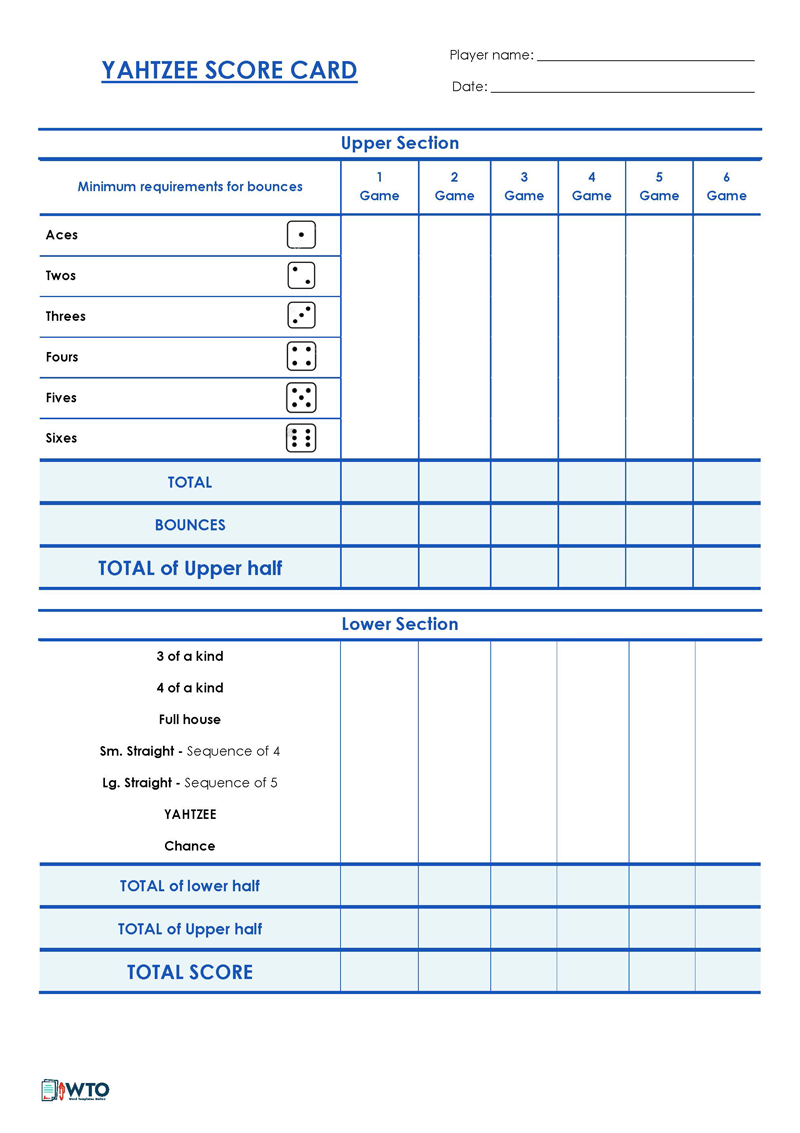 12 Printable Yahtzee Score Sheets (Scorecards) |pdf