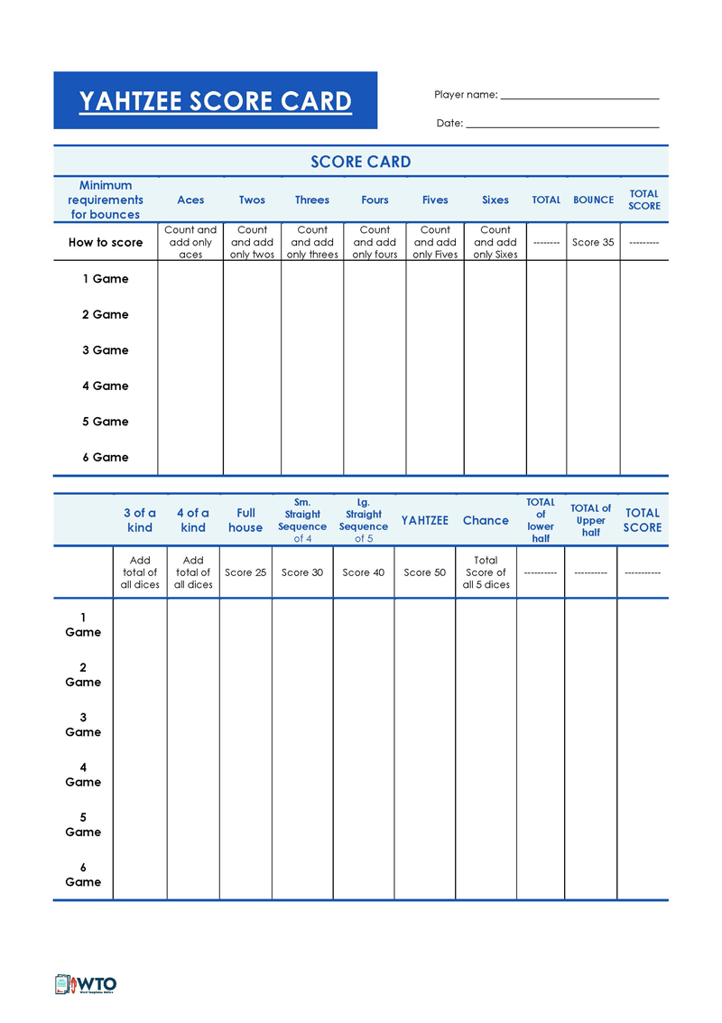 12 Printable Yahtzee Score Sheets (Scorecards) |pdf