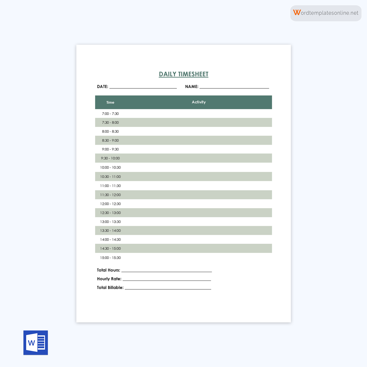 40 Free Time Log Templates (Hourly, Daily) - Word, Excel