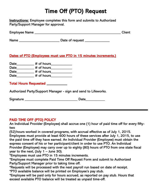 Free Employee Time-Off (Vacation) Request Forms - Word | PDF