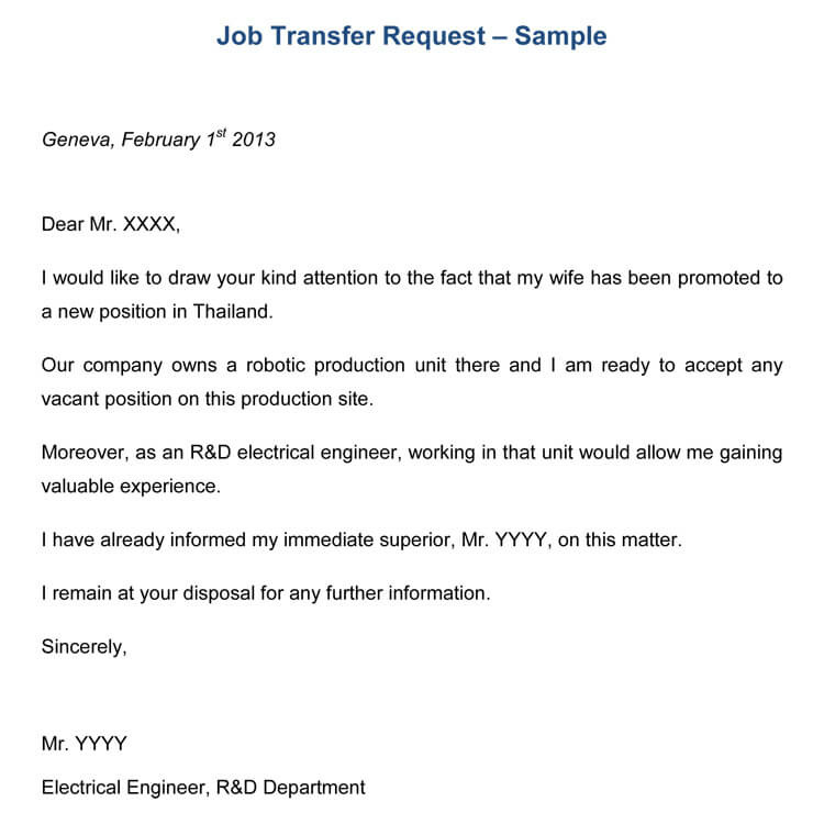 20+ Transfer Request Letter Samples (Word, PDF)
