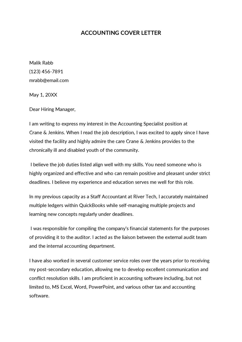 Accounting Cover Letter Examples [How to Write] - Free Templates