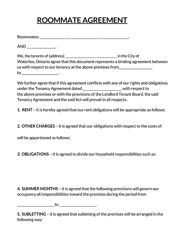 40 Free Roommate Agreement Templates (Word | PDF)