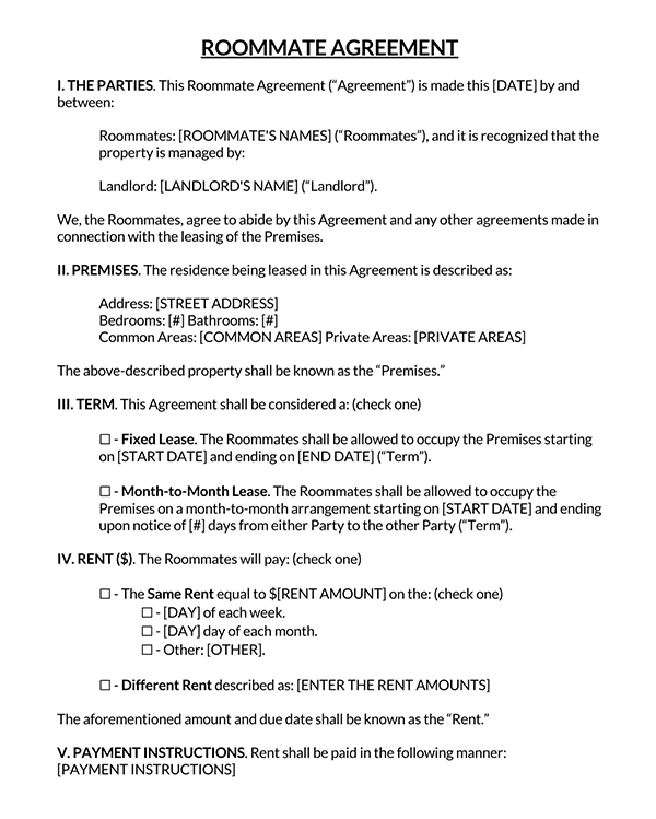 40 Free Roommate Agreement Templates (Word | PDF)