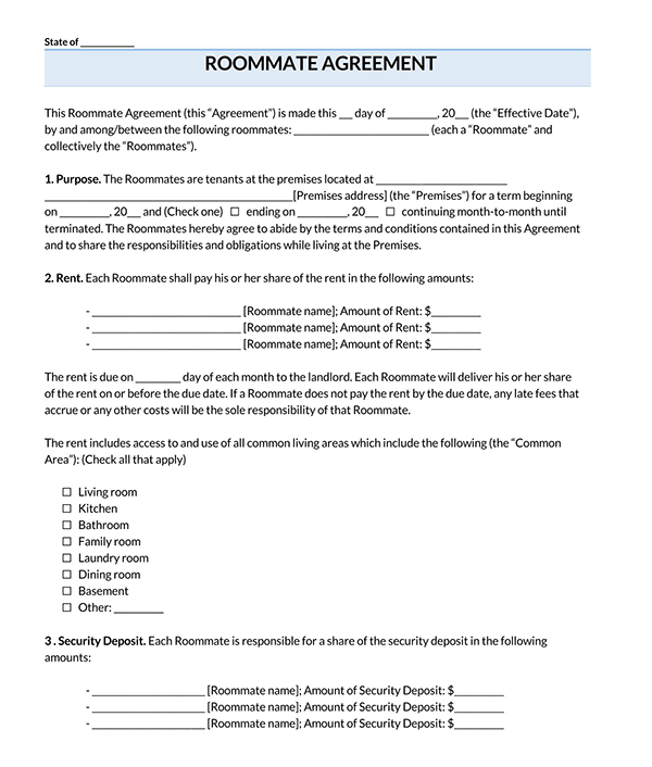 40 Free Roommate Agreement Templates (Word | PDF)